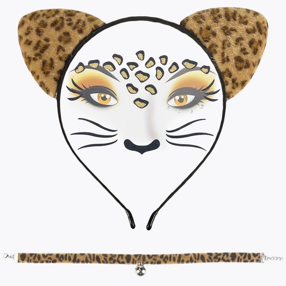 Ріvnаsу | Accessories | Leopard Costume Set Leopard Print Face Stickers ...